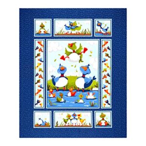 susybee bill & bob quilt 36" panel navy, fabric