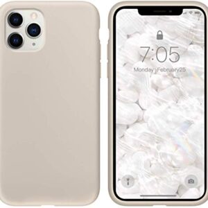 IceSword iPhone 11 Pro Max Case Stone, Thin Liquid Silicone Case, Soft Silk Microfiber Cloth, Matte Beige, Tan, Creamy, Gel Rubber Full Body, Cool Protective Shockproof Cover 6.5" iP11PM - Stone