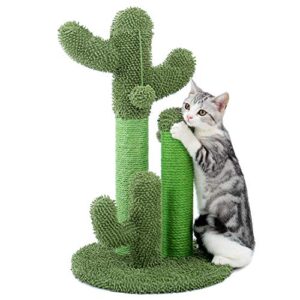 pawz road cat scratching post cactus cat scratcher featuring with 3 scratching poles and dangling ball-medium 23 inches