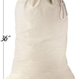 Cotton Laundry Bag - The Extra Heavy Duty Washable Laundry Bag with Drawstring Makes a Great Cloth Storage Sack for Sleeping Bag, Linen Basket Liner, Hamper Liner and Travel. (2-Pack)