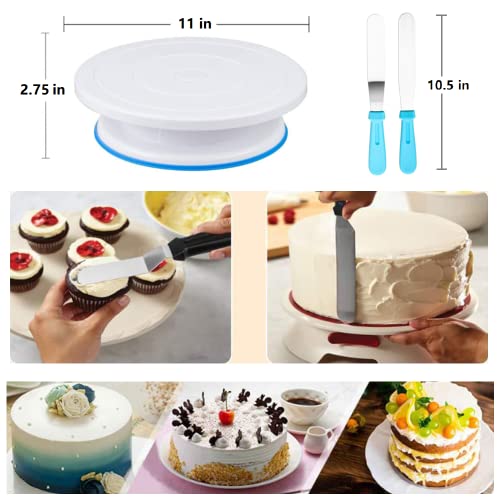 ANSLYQA 93 Pcs Cake Decorating Kit with Cake Turntable,Cake Leveler,24 Numbered Icing Tips,2 Spatulas,2 Coupler,3 Comb Scrapers,Flower Nail & Lifter Scissor,50 Disposable Pastry Bags