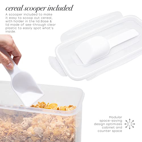 Kitchen Details Cereal Container with Scooper | Medium | Airtight | Food Tin | Keeps Fresh | Kitchen & Pantry Storage Organizers | Clear