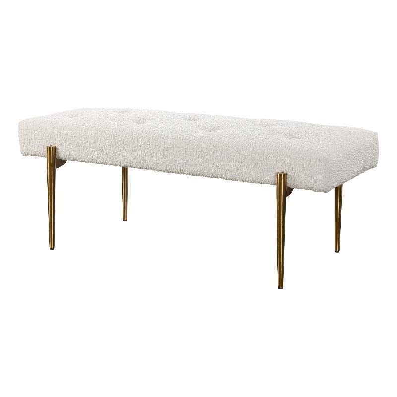 Uttermost Olivier 49 1/2" Wide White Button-Tufted Modern Accent Bench