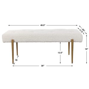 Uttermost Olivier 49 1/2" Wide White Button-Tufted Modern Accent Bench