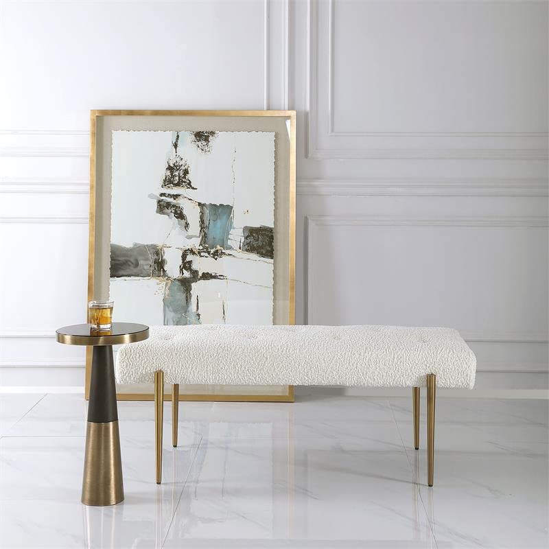 Uttermost Olivier 49 1/2" Wide White Button-Tufted Modern Accent Bench