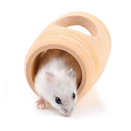 Feltsky Hamster Toys and Accessories 4 in 1 - Ladder, Swing, Barrel, Seesaw - Natural Wooden Pine - Chew Toys Gerbil Rat Guinea Pig Chinchilla Chew Toys Accessories