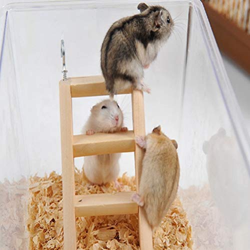 Feltsky Hamster Toys and Accessories 4 in 1 - Ladder, Swing, Barrel, Seesaw - Natural Wooden Pine - Chew Toys Gerbil Rat Guinea Pig Chinchilla Chew Toys Accessories