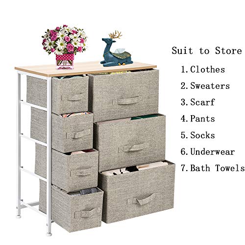 7 Drawers Dresser Non-Woven Synthetic Fabric Furniture Storage Tower Unit for Living Room Linen