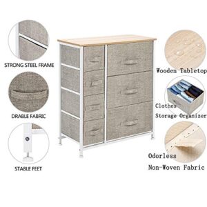 7 Drawers Dresser Non-Woven Synthetic Fabric Furniture Storage Tower Unit for Living Room Linen