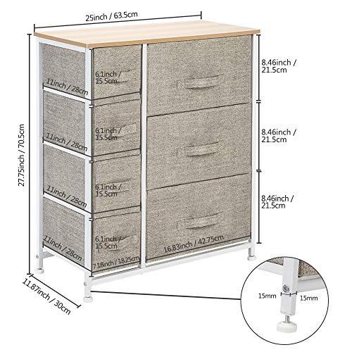 7 Drawers Dresser Non-Woven Synthetic Fabric Furniture Storage Tower Unit for Living Room Linen