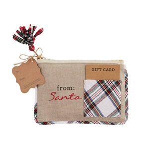 Mud Pie Santa Tartan Gift Pouch, Multicolor