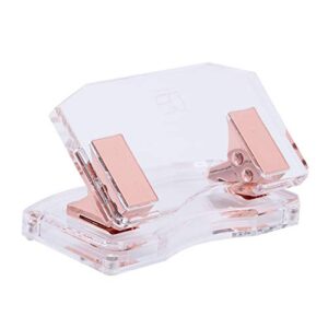 Rose Gold & Acrylic Clear 2 Holes Paper Punch by DS DRAYMOND STORY - 10 Sheets Capacity (Curved Model)