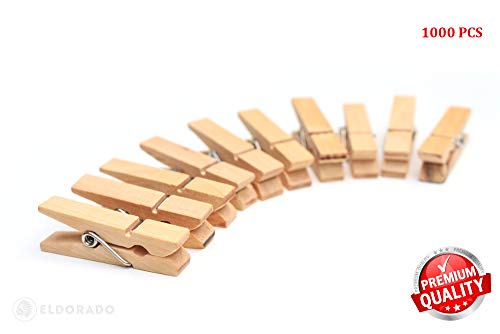 Eldorado Clothespins, Natural Wood, 3" x 0.5" inches, Super Value Pack of 1,000 for Multipurpose Everyday Clothing, Laundry, Drying, Crafts, and DIY Projects, Size XL. (1000)