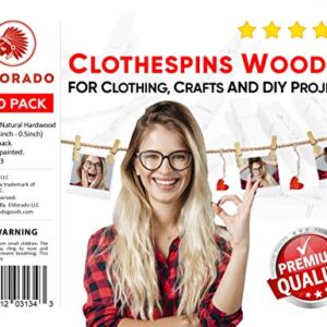 Eldorado Clothespins, Natural Wood, 3" x 0.5" inches, Super Value Pack of 1,000 for Multipurpose Everyday Clothing, Laundry, Drying, Crafts, and DIY Projects, Size XL. (1000)