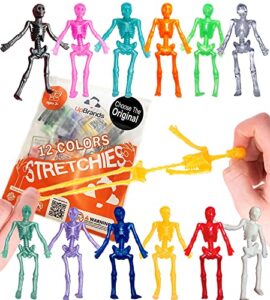 upbrands 144 party favors for kids stretchy skeleton bulk set, 12, kit for birthday's, halloween, goodie bags, easter egg basket, pinata filler, small toys classroom prizes