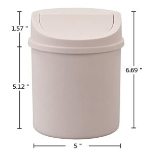 Lesbin 2 L Plastic Mini Desktop Trash Can with Swing Lid, Tiny Swing Top Garbage Can, Pink