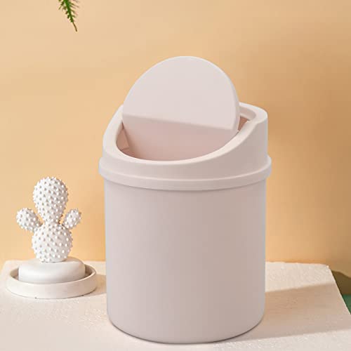 Lesbin 2 L Plastic Mini Desktop Trash Can with Swing Lid, Tiny Swing Top Garbage Can, Pink