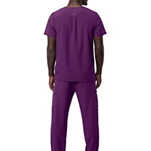 Adar Addition Go-Basic Scrub Set for Men - Classic V-Neck Scrub Top & Cargo Scrub Pants - A9300 - Eggplant - M