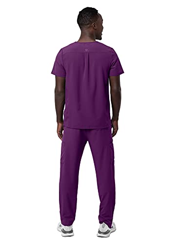 Adar Addition Go-Basic Scrub Set for Men - Classic V-Neck Scrub Top & Cargo Scrub Pants - A9300 - Eggplant - M