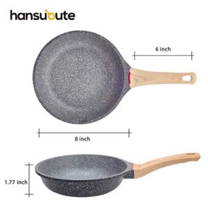 hansubute Nonstick Induction Stone Frying Pan with Soft Touch Handle,Children Protection Function (8inch)