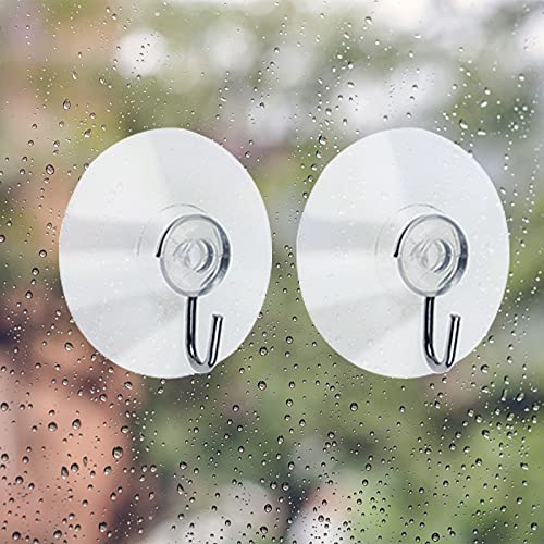 Yesland 80 Pcs Suction Cup Wall Hooks Hangers - Plastic Reusable Clear Sucker Pads and Utility Hooks - Practical Hanging Supplies for Wall Door Glass Window in Kitchen, Bathroom (45 mm)