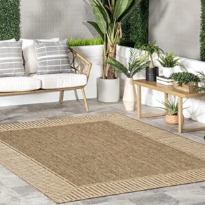 nuloom asha simple border indoor/outdoor area rug, 4' x 6', light brown