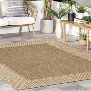 nuLOOM Asha Simple Border Indoor/Outdoor Area Rug, 4' x 6', Light Brown