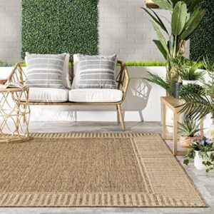 nuLOOM Asha Simple Border Indoor/Outdoor Area Rug, 4' x 6', Light Brown