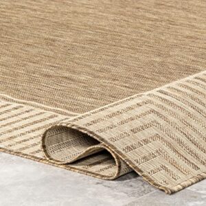 nuLOOM Asha Simple Border Indoor/Outdoor Area Rug, 4' x 6', Light Brown