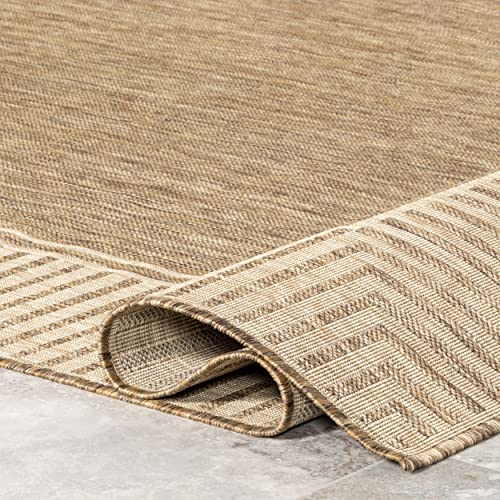 nuLOOM Asha Simple Border Indoor/Outdoor Area Rug, 4' x 6', Light Brown