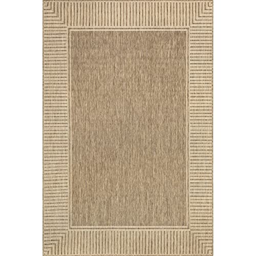 nuLOOM Asha Simple Border Indoor/Outdoor Area Rug, 4' x 6', Light Brown