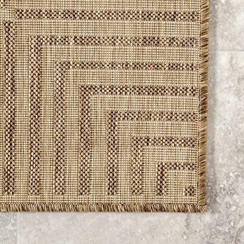 nuLOOM Asha Simple Border Indoor/Outdoor Area Rug, 4' x 6', Light Brown