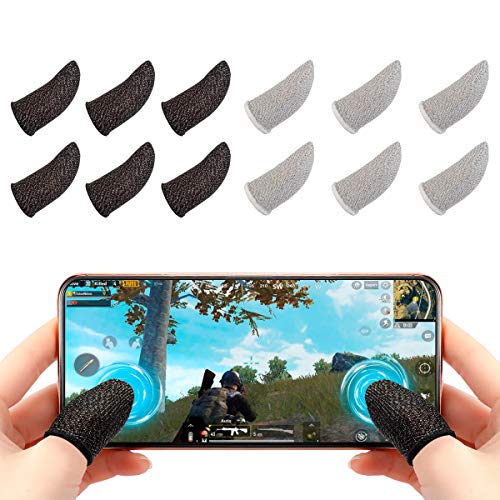 Newseeg Mobile Game Finger Sleeve[12 Pack], [Thinner&Softer] Touch Screen Finger Sleeve Breathable Anti-Sweat Sensitive Shoot and Aim Keys for Rules of Survival/Knives Out for Android&iOS