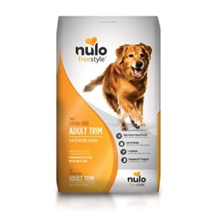 nulo freestyle adult trim formula dry dog food, grain-free dog kibble, helps promote weight management, with healthy digestive aid bc30 probiotic and l-carnitine 26 pound (pack of 1)