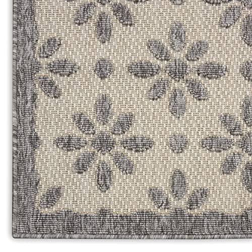 Nourison Palamos Indoor/Outdoor Cream 8'10" x 11'10" Area -Rug, Easy -Cleaning, Non Shedding, Bed Room, Living Room, Dining Room, Backyard, Deck, Patio (9x12)