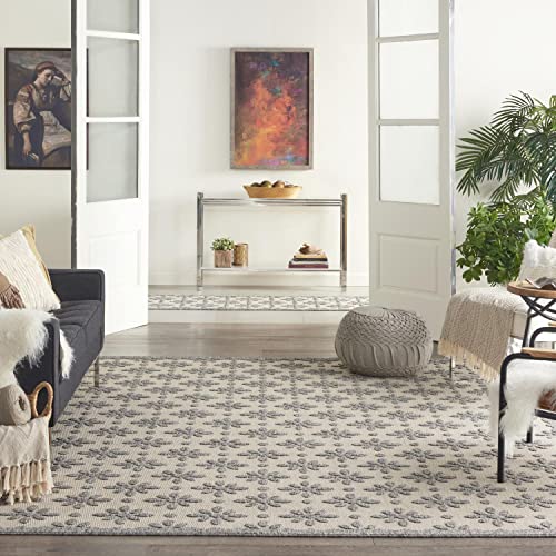 Nourison Palamos Indoor/Outdoor Cream 8'10" x 11'10" Area -Rug, Easy -Cleaning, Non Shedding, Bed Room, Living Room, Dining Room, Backyard, Deck, Patio (9x12)