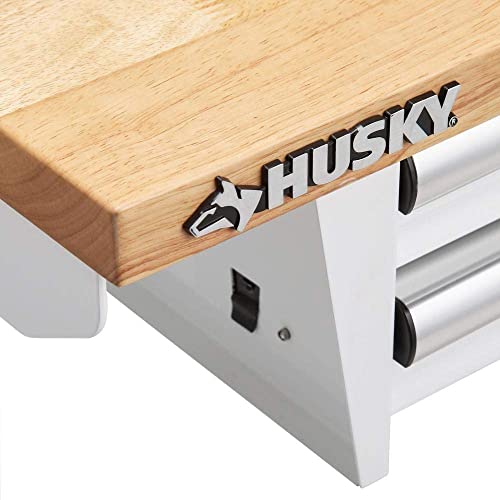 Husky 52 in. Adjustable Height Work Table with 2-Drawers in White