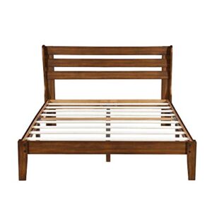 Olee Sleep Wood Platform Headboard Bed Frame, Full, Natural