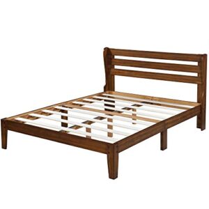 Olee Sleep Wood Platform Headboard Bed Frame, Full, Natural