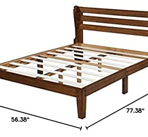 Olee Sleep Wood Platform Headboard Bed Frame, Full, Natural