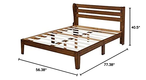 Olee Sleep Wood Platform Headboard Bed Frame, Full, Natural