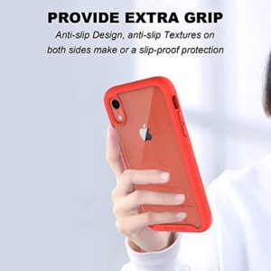 CellEver Clear Full Body Case for iPhone XR, Heavy Duty Protection with Anti-Slip TPU Bumper and [2 Tempered 9H Glass Screen Protectors] Shockproof Transparent Phone Cover 6.1 Inch (Coral)