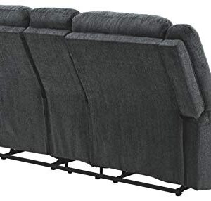 Signature Design by Ashley Draycoll Contemporary Double Reclining Manual Loveseat with Center Console, Dark Gray