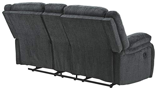 Signature Design by Ashley Draycoll Contemporary Double Reclining Manual Loveseat with Center Console, Dark Gray