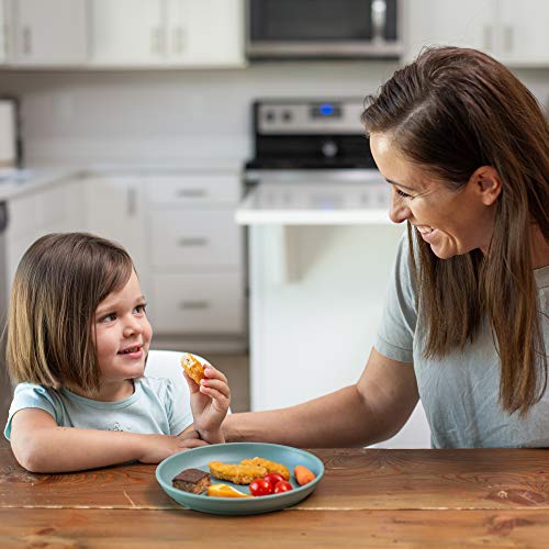 Grow Forward Bamboo Kids Plates and Bowls Set - 4 Bamboo Plates for Kids and 4 Bamboo Bowls for Kids - BPA Free & Dishwasher Safe - Eco Friendly Reusable Biodegradable Childrens Dishes - Rainforest