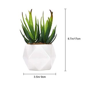 Shiny Flower Artificial Succulent Plants Artificial Aloe Plant Fake Succulent Plant in Ceramic Pot with 2 PCS Create Realistic Succulent Arrangements Floral Arrangement Gifts Home Office Decoration