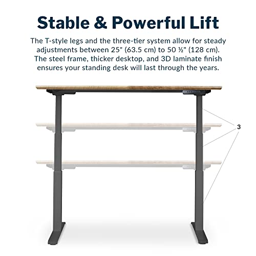 Vari Electric Standing Desk 60" x 30" (VariDesk) - Electric Height Adjustable Desk - Standing Desk for Office or Home - Adjustable Standing Desk - Powerful Dual Motor Sit Stand Desk - Reclaimed Wood