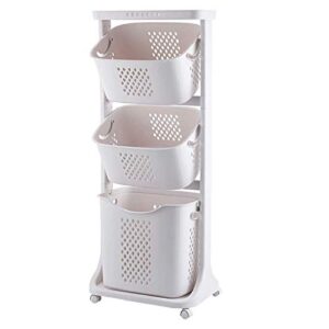 manskskim bathroom laundry basket 3 layer clothes storage basket household kitchen shelf fruit stand bathroom simple storage shelf with wheels