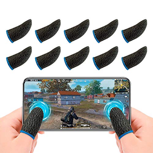 Newseego Mobile Game Finger Sleeve[10 Pack], [Competition Version] Touch Screen Finger Sleeve Breathable Anti-Sweat Sensitive Shoot and Aim Keys for Rules of Survival/Knives Out for Android & iOS