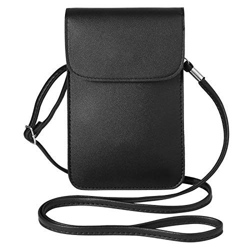 Women Cellphone Pouch Touch Screen Crossbody Shoulder Bag Purse Case for iPhone 13 12 11 XR X XS Samsung Galaxy S22 S21 FE S20 S20 FE S10 S9 A52 A32 A41 Google Pixel 6 5 4A 5G 3a Black